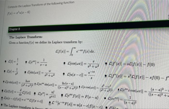 Solved Compute the Laplace Transform of the following | Chegg.com