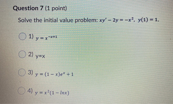 Solved Question 7 (1 point) Solve the initial value problem: | Chegg.com