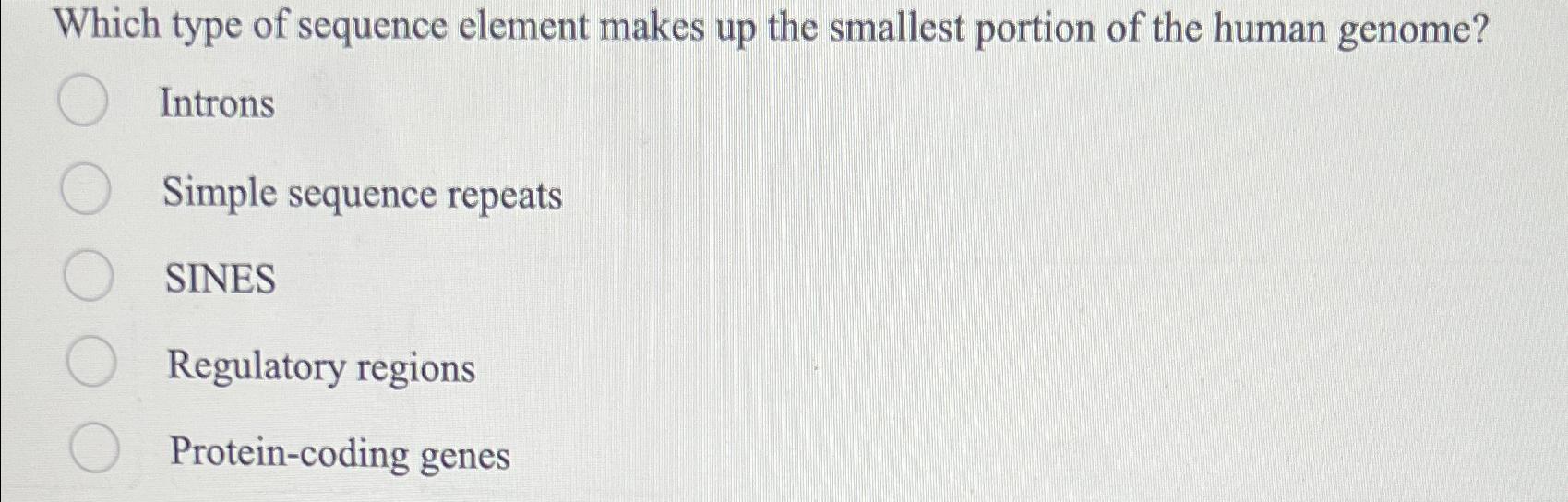 Solved Which type of sequence element makes up the smallest | Chegg.com