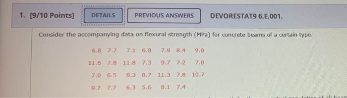 Solved 1. [9/10 Points] DETAILS PREVIOUS ANSWERS DEVORESTAT9 | Chegg.com
