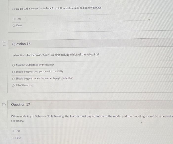 Solved To use BST, the leamer has to be able to follow | Chegg.com