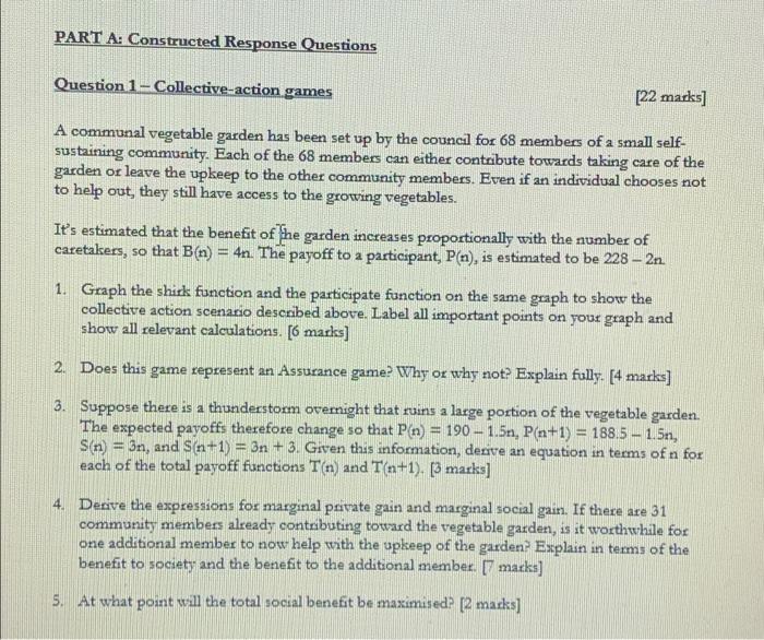 Solved PART A: Constructed Response Questions Question 1- | Chegg.com