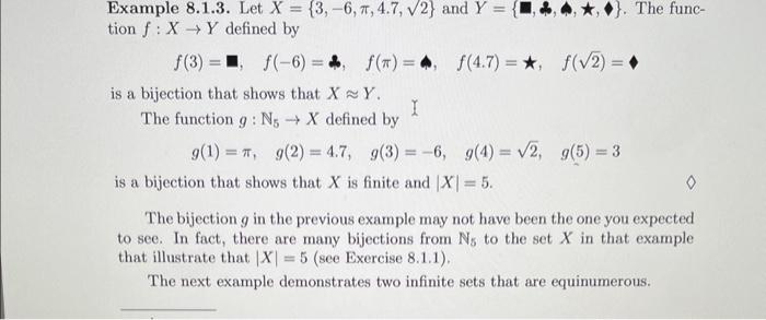 Solved 1. The bijection g given in Example 8.1.3 is not the | Chegg.com