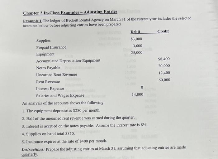 Solved Chapter 3 In-Class Examples - Adjusting Entries | Chegg.com