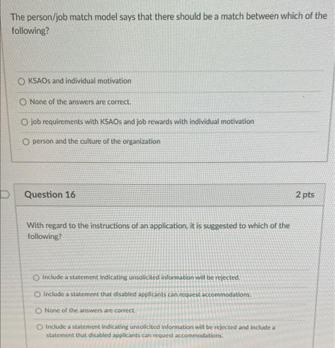 Solved The person/job match model says that there should be | Chegg.com