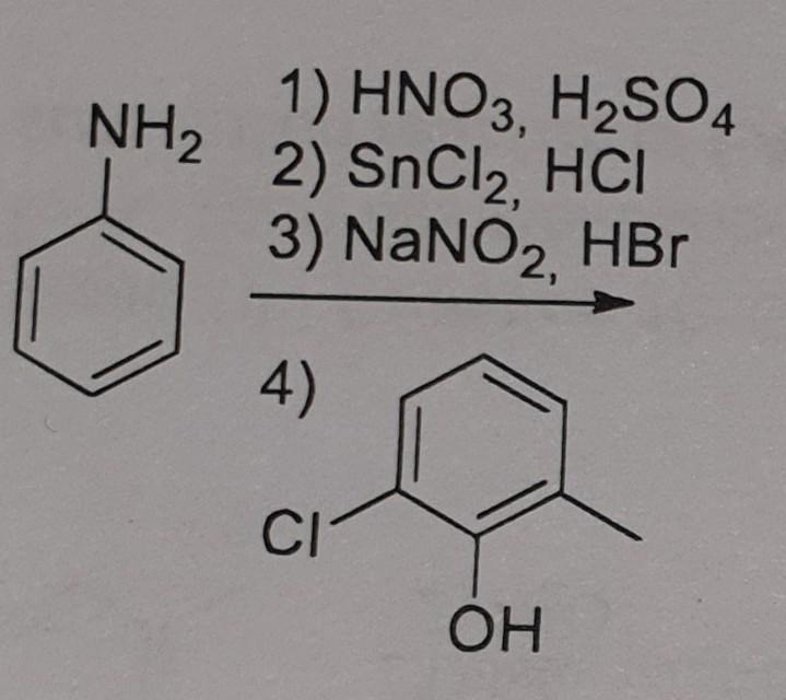 Solved 1) HNO3,H2SO4 2) SnCl2,HCl 3) NaNO2,HBr | Chegg.com