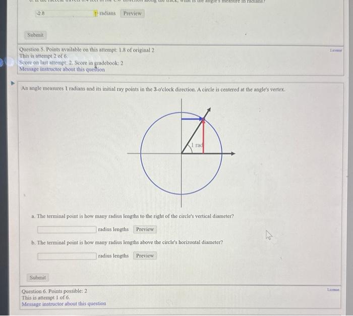 Solved radians Question 5. Points available on this attempt: | Chegg.com