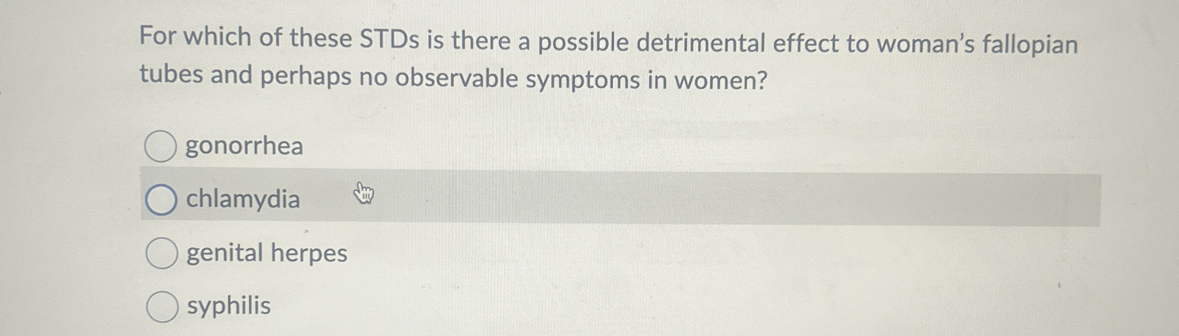 Solved For which of these STDs is there a possible | Chegg.com