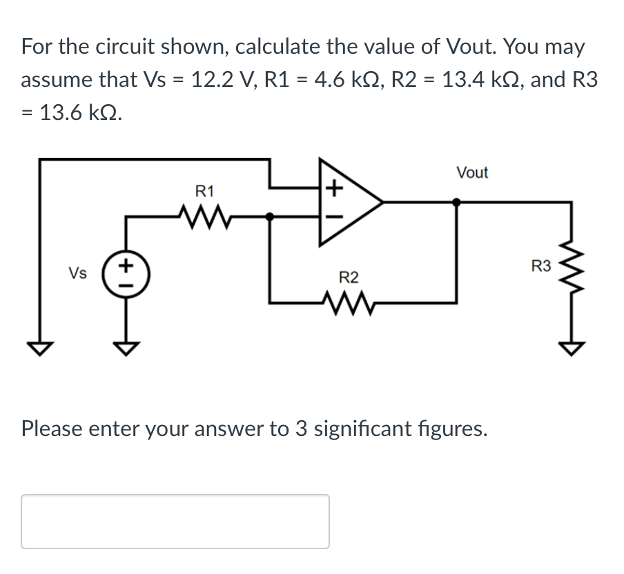 Solved For the circuit shown, calculate the value of Vout. | Chegg.com