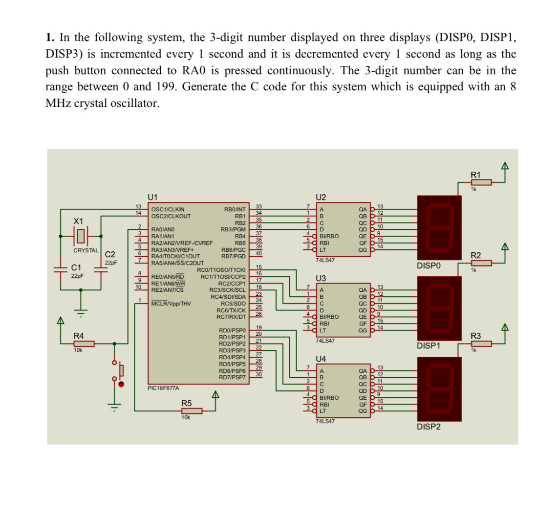 Solved In the following system, the 3-digit number displayed | Chegg.com