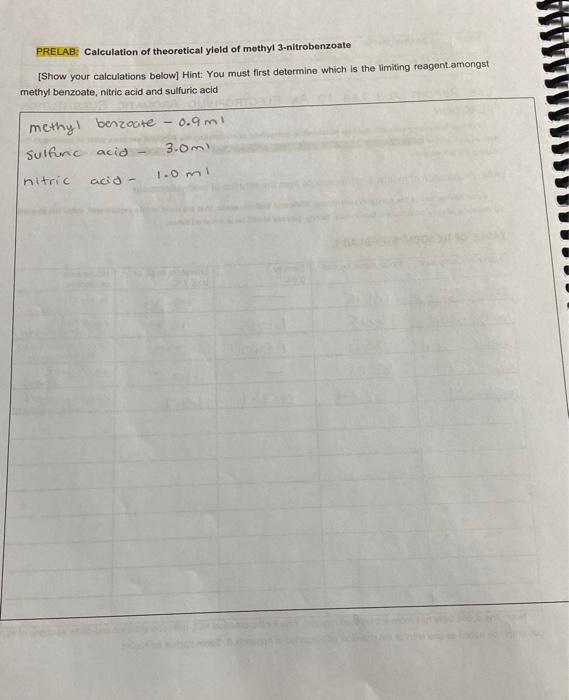 Solved PRELAB: Calculation of theoretical yield of mothyi | Chegg.com