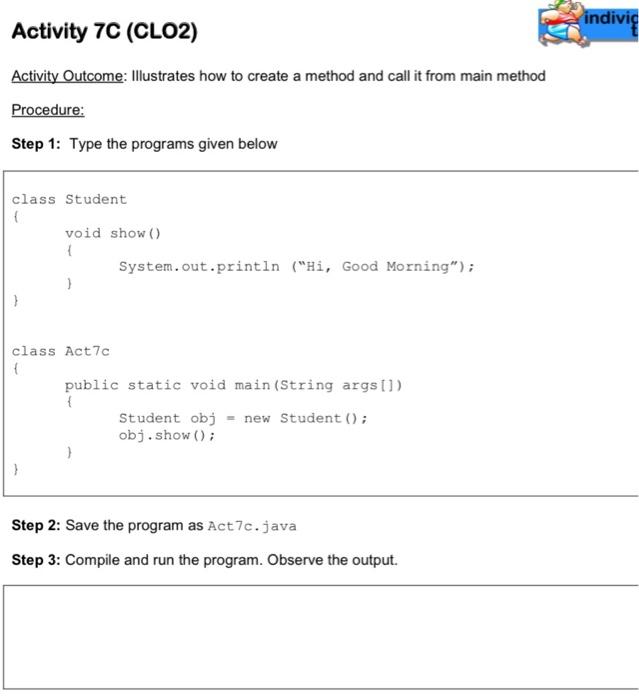 Solved indivic Activity 7C (CLO2) Activity Outcome: | Chegg.com