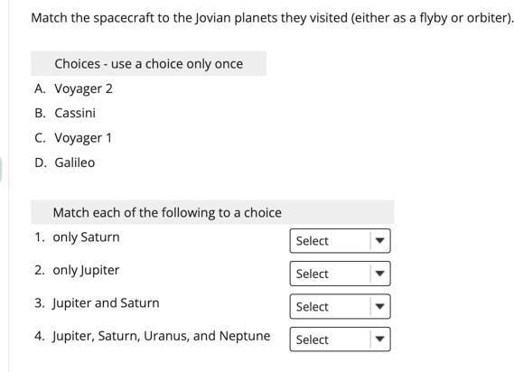 Solved Match the spacecraft to the Jovian planets they | Chegg.com
