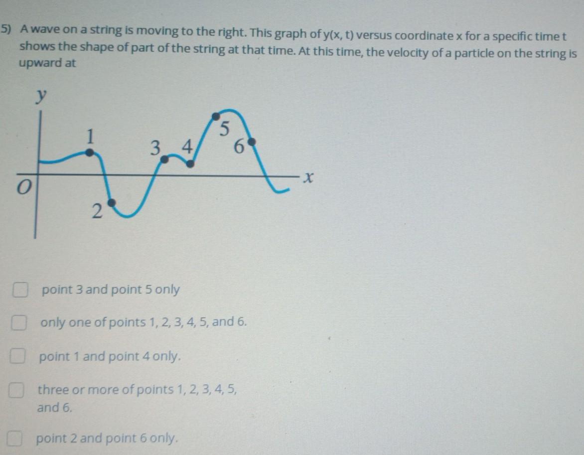 Solved 5) A wave on a string is moving to the right. This | Chegg.com