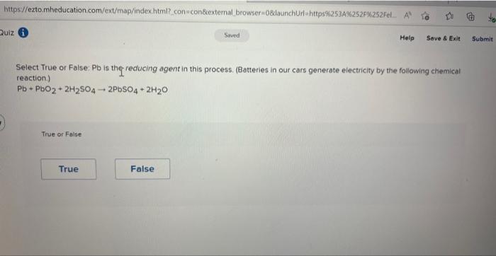 Solved Select True or False: Pb is the reducing agent in | Chegg.com