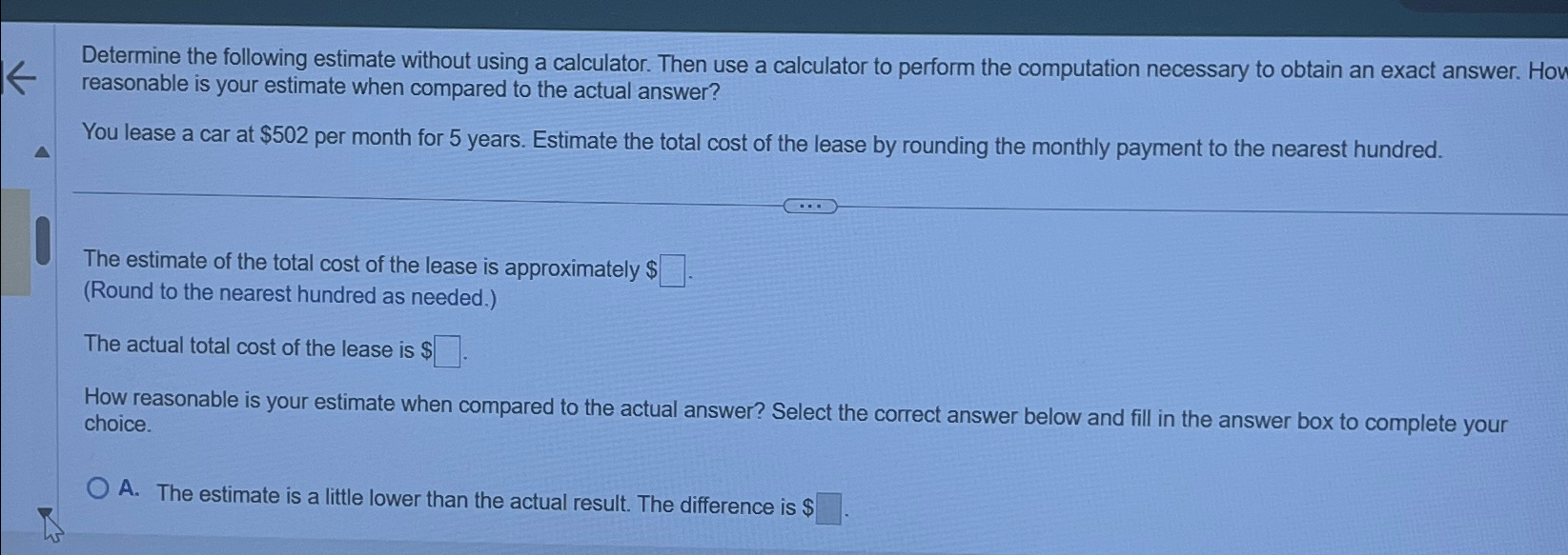 Solved Determine the following estimate without using a | Chegg.com