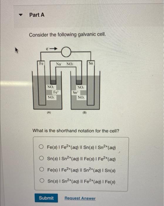 Solved Consider the following galvanic cell. What is the | Chegg.com