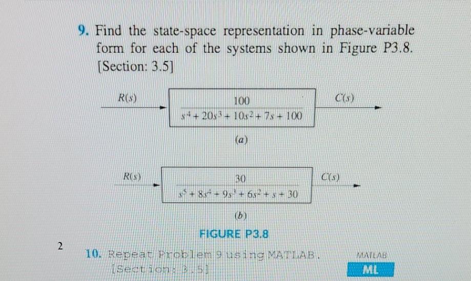 Solved 9. Find the state-space representation in | Chegg.com