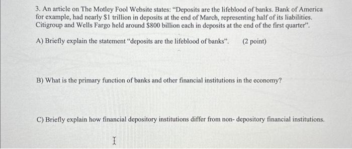 Solved 3. An article on The Motley Fool Website states: | Chegg.com