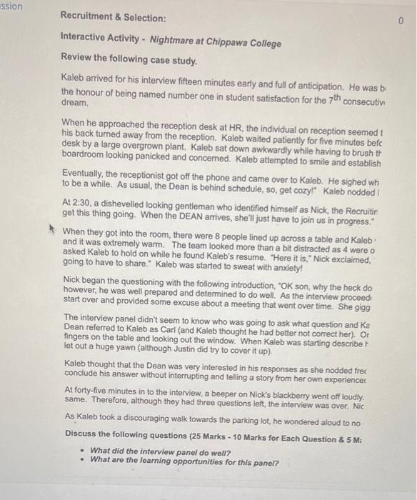 Solved Recruitment \& Selection: Interactive Activity - | Chegg.com