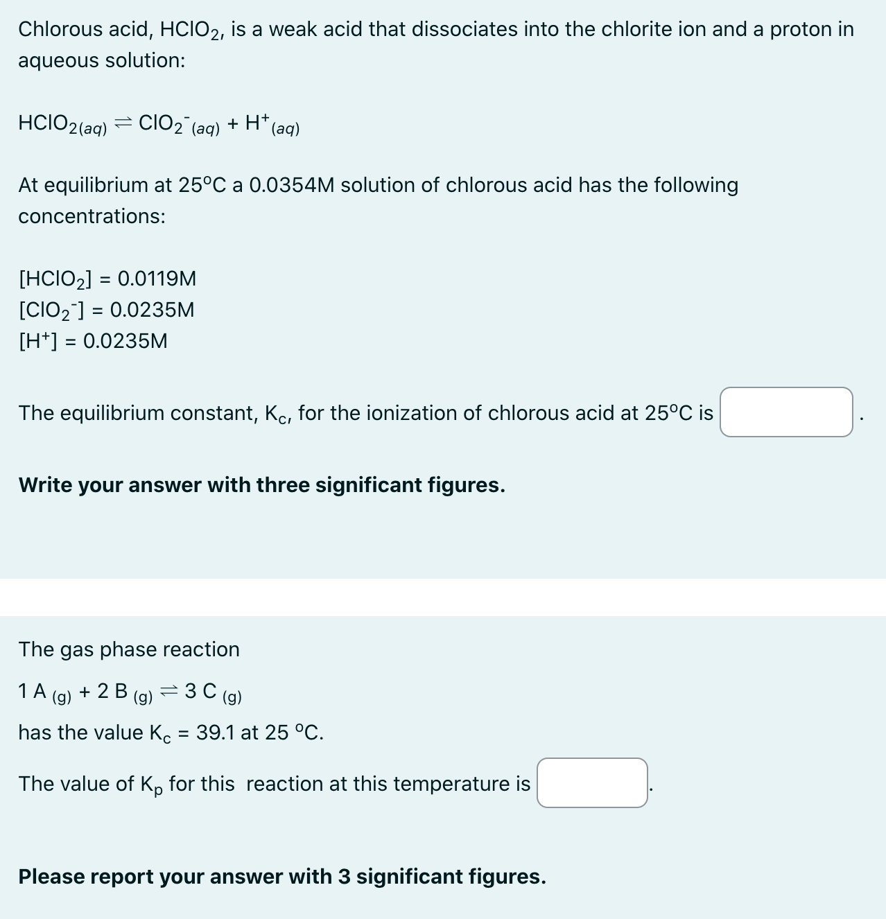 Solved Chlorous acid, HClO2, ﻿is a weak acid that | Chegg.com