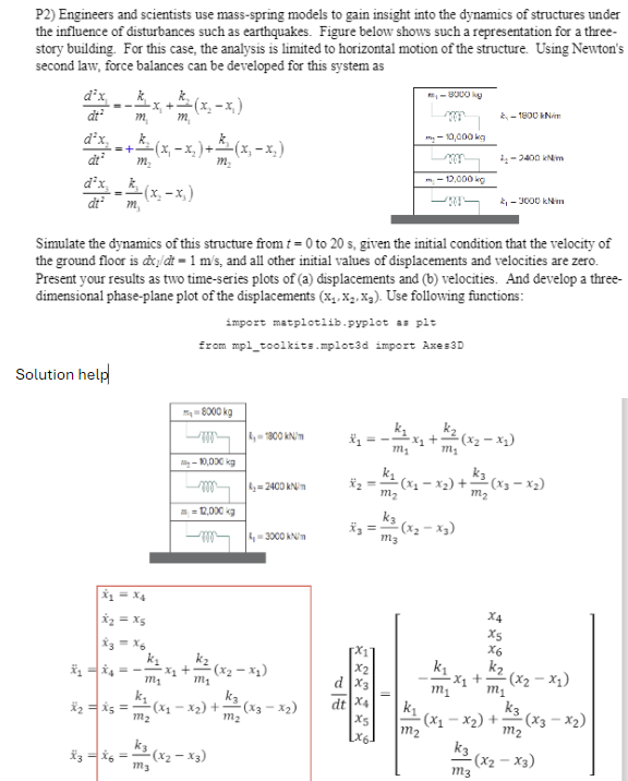 Solved P2) ﻿Engineers and scientists use mass-spring models | Chegg.com