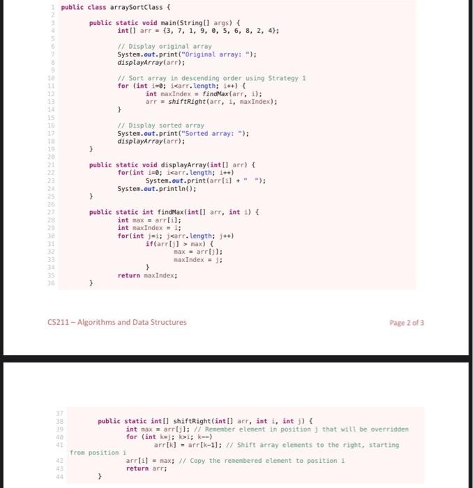 Solved Post-Lab Exercises 1. Consider the array sorting | Chegg.com