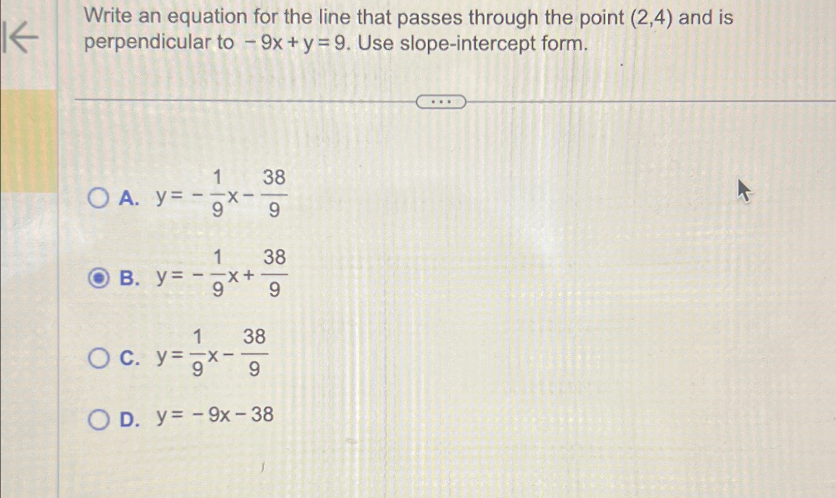 Solved Write an equation for the line that passes through | Chegg.com