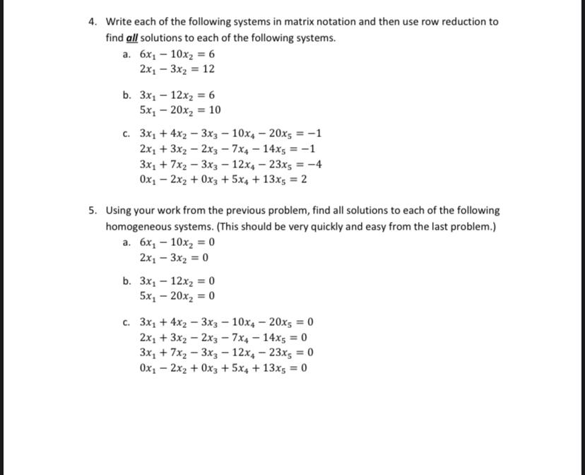 Solved Write each of the following systems in matrix | Chegg.com