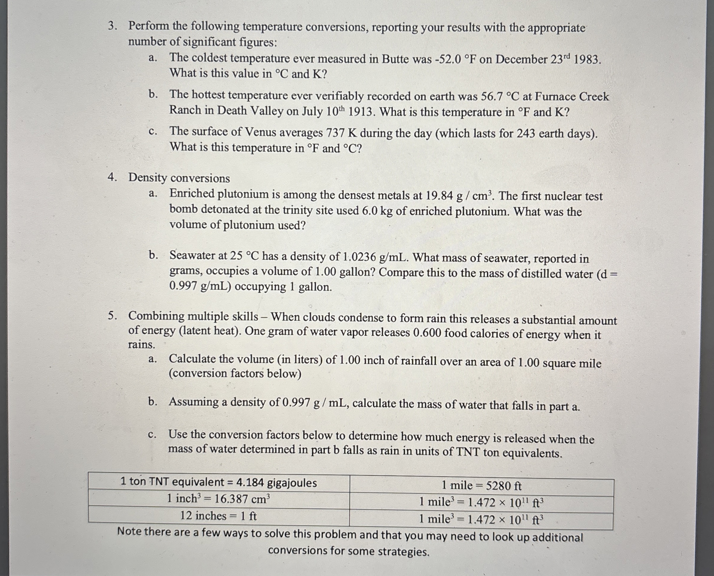 Solved Perform the following temperature conversions, | Chegg.com