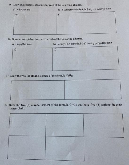 Solved 9. Draw an acceptable structure for each of the | Chegg.com
