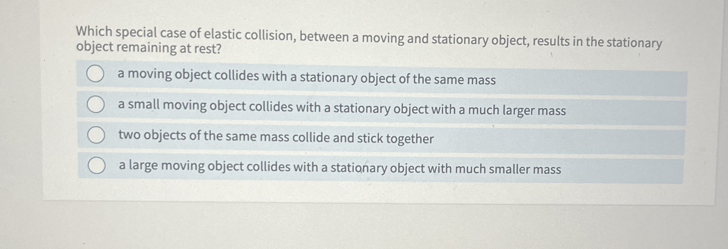 Solved Which special case of elastic collision, between a | Chegg.com