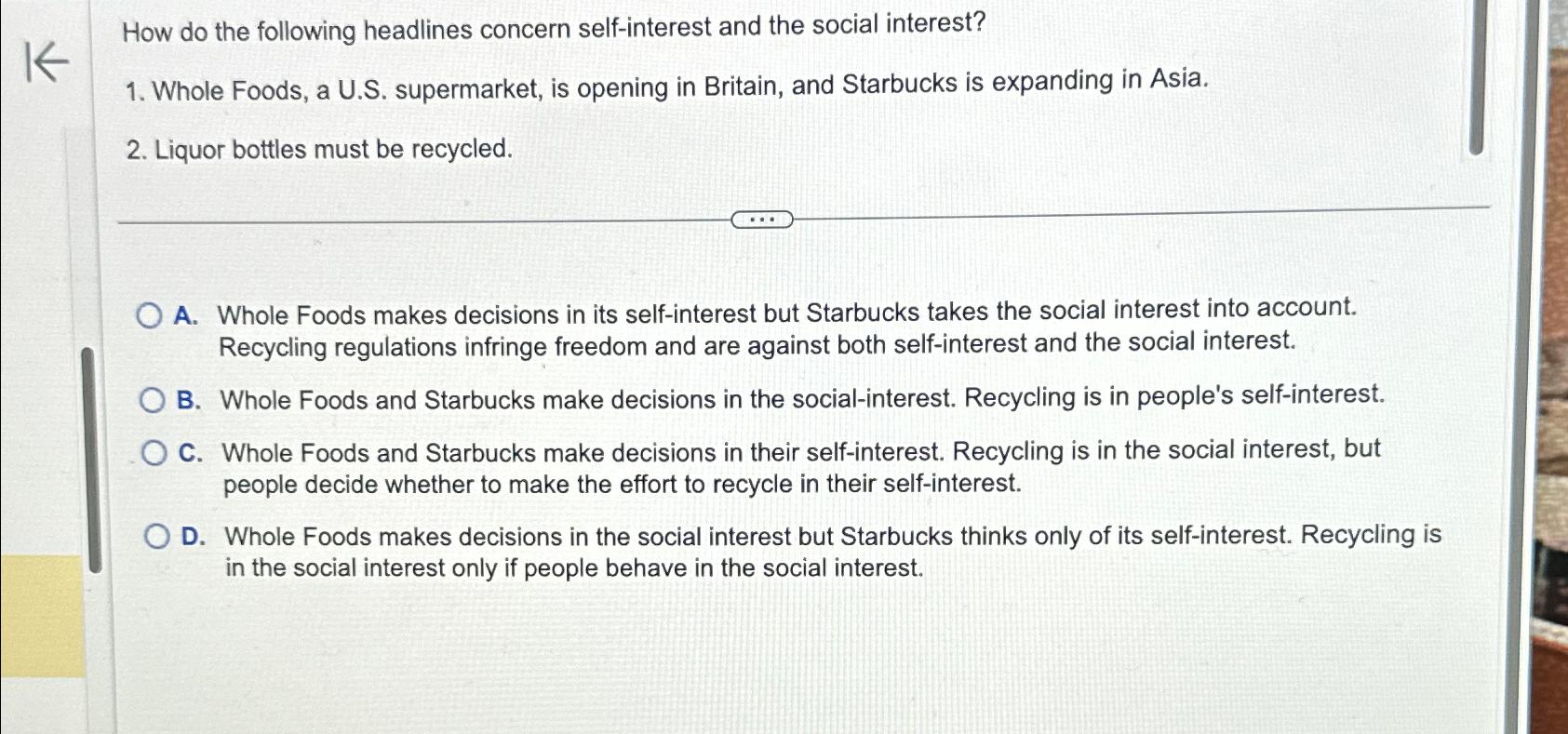 Solved How do the following headlines concern self-interest | Chegg.com Solved How do the following headlines concern self-interest | Chegg.com
