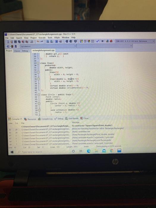 Solved Cukers Owner\DocumentET Z21Vectanglessignment.cpp Dev | Chegg.com