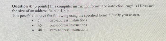 Solved Question 4: [3 points] In a computer instruction | Chegg.com