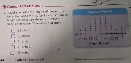 Solved (C) ﻿Common Core Assessment10. ﻿Isabella secorded the | Chegg.com
