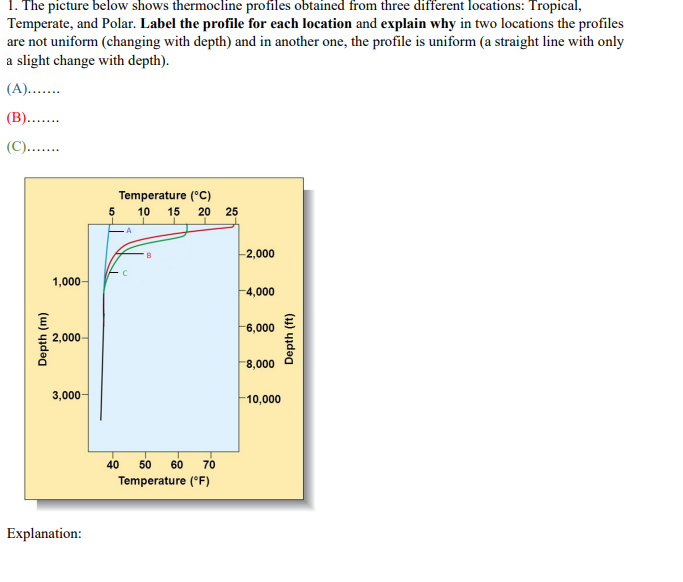 Solved The picture below shows thermocline profiles obtained | Chegg.com