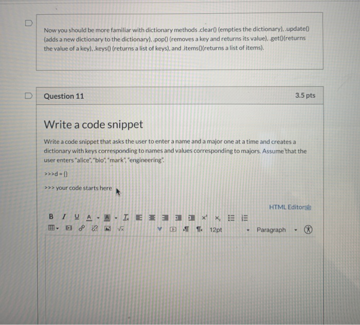 Solved Problem 1 Dictionaries. Lists, tuples, and even | Chegg.com