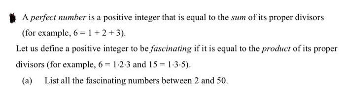 Solved A perfect number is a positive integer that is equal | Chegg.com