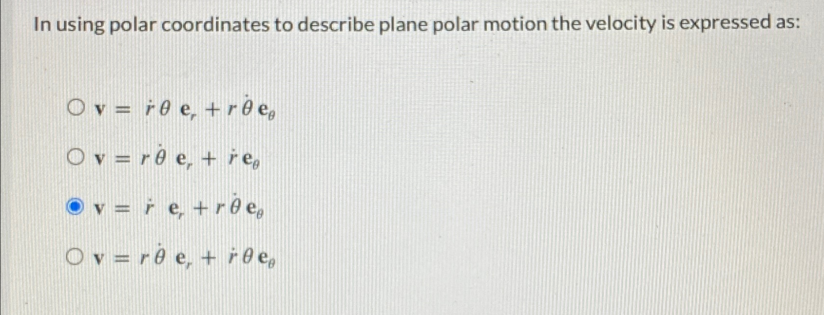 Solved In using polar coordinates to describe plane polar | Chegg.com