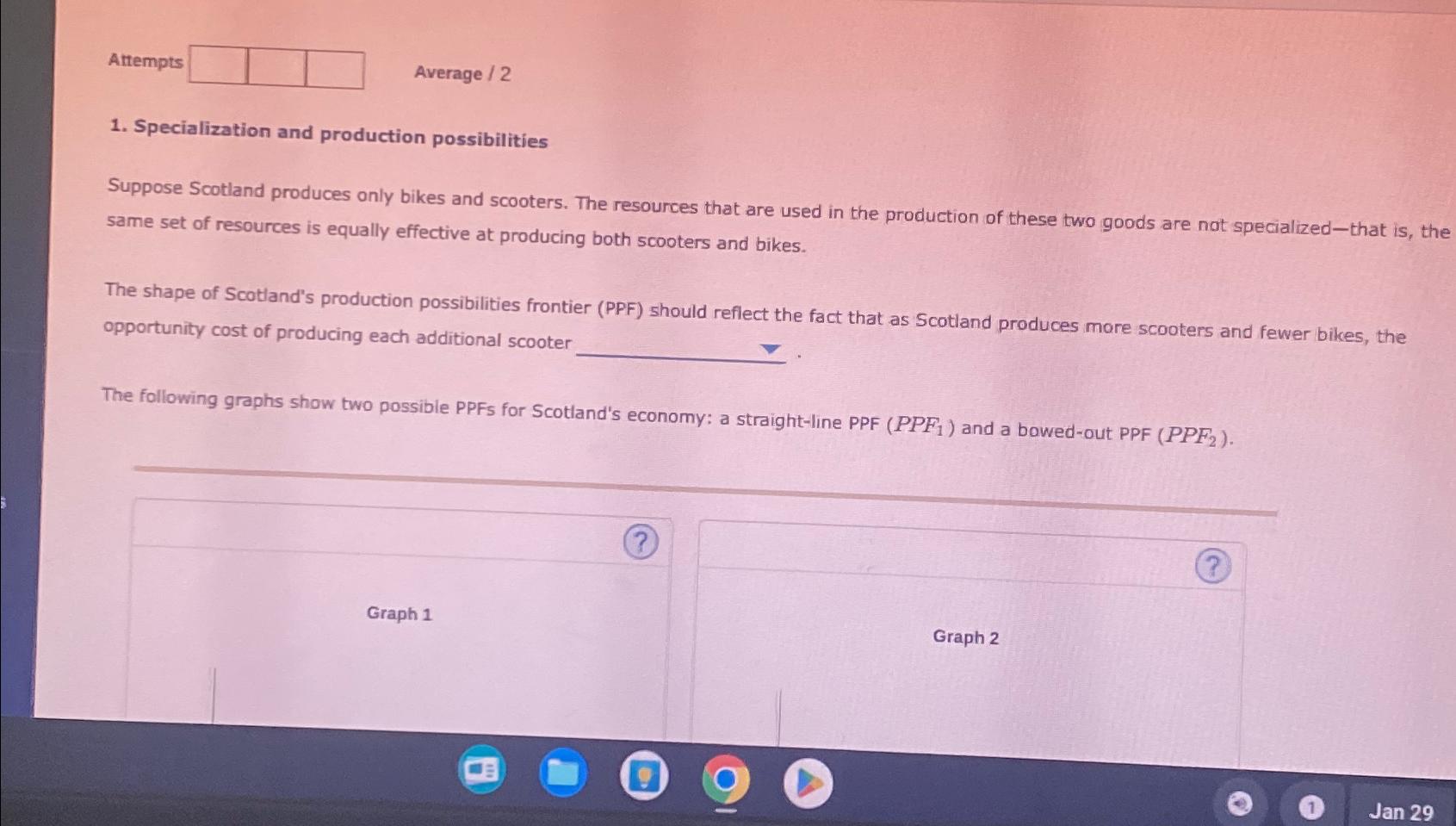 Solved AttemptsAverage / 2Specialization and production | Chegg.com