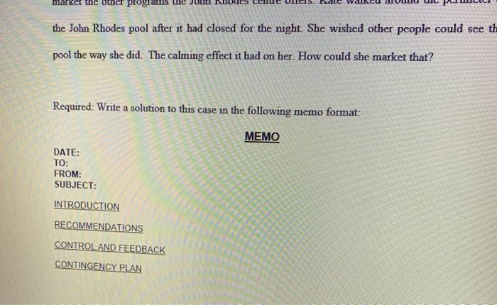 JOHN RHODES COMMUNITY CENTRE POOL “A” By Pelham | Chegg.com