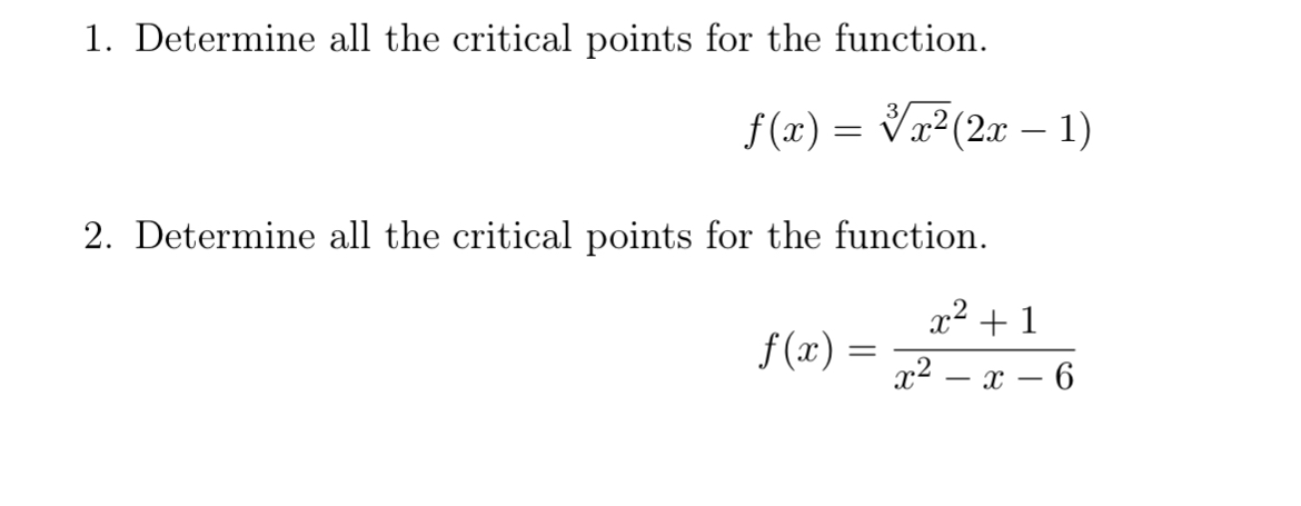 Solved Determine all the critical points for the | Chegg.com