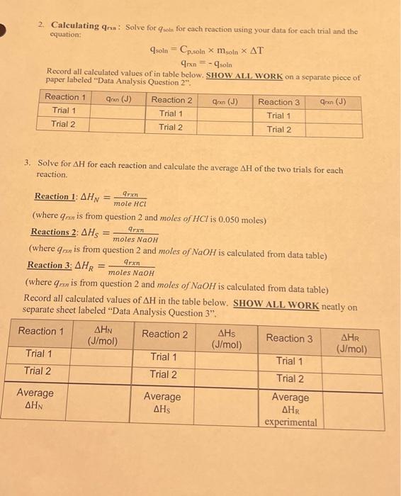 Solved 1172. Calculating qrnn : Solve for qsoln for each | Chegg.com