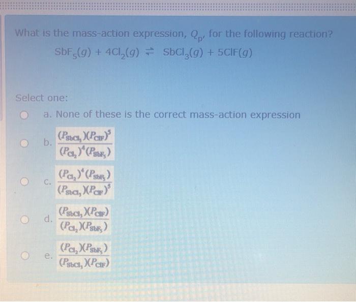 Solved What is the mass-action expression, pr for the | Chegg.com
