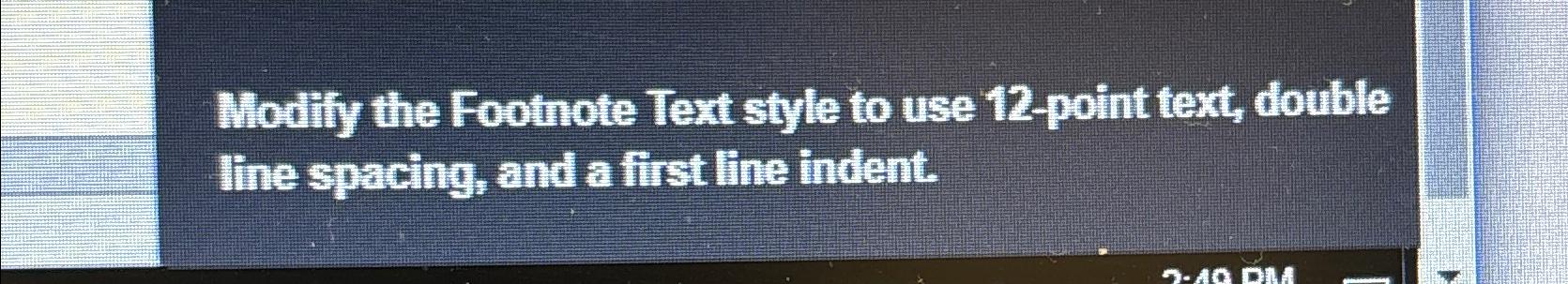 Solved Modily the Footnote Text style to use 12-point text, | Chegg.com
