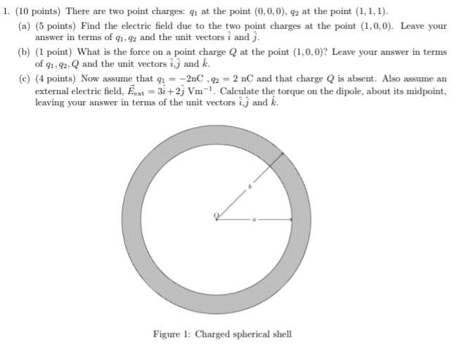 Solved (10 points) There are two point charges: q1 at the | Chegg.com Solved (10 points) There are two point charges: q1 at the | Chegg.com