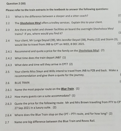Solved Question 2 (50)Please refer to the train extracts in | Chegg.com