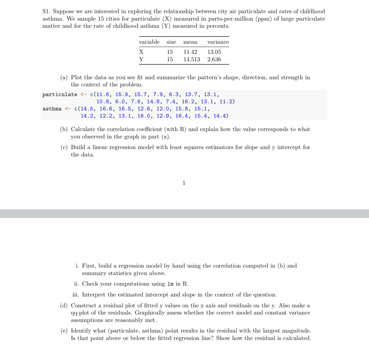 Solved S1. ﻿Suppose we are interested in exploring the | Chegg.com