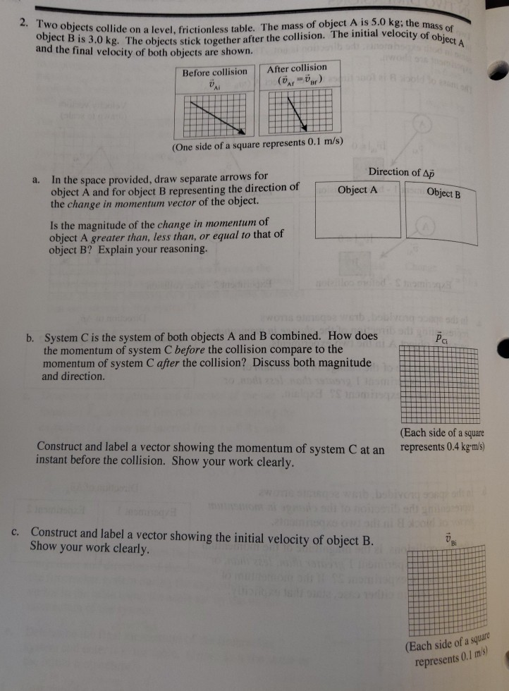 Solved 2. Two objects collide on a level, frictionless | Chegg.com